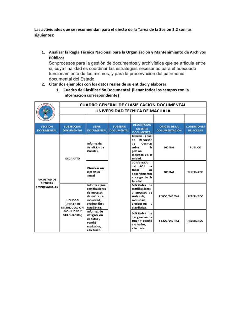 Cuadro General de Clasificacion Documental Universidad Tecnica de Machala | PDF | Informática