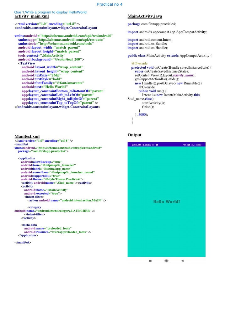 Activity - Main - XML Mainactivity - Java | PDF