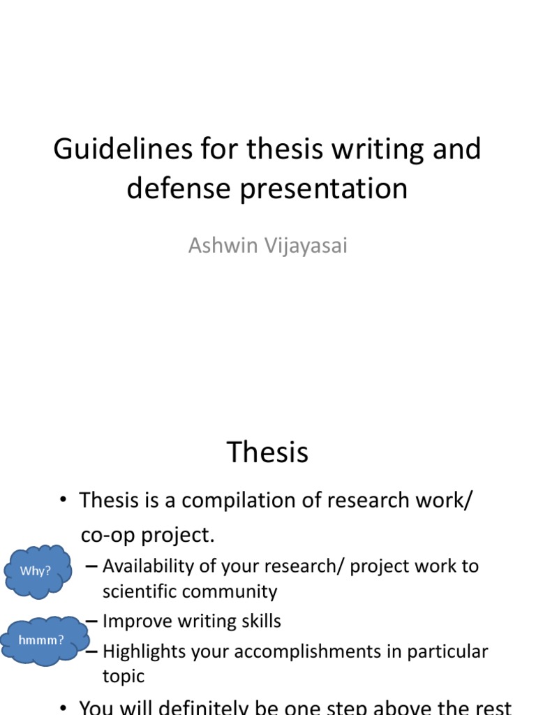 Guidelines for Thesis Writing and Defense Presentation | Thesis ...