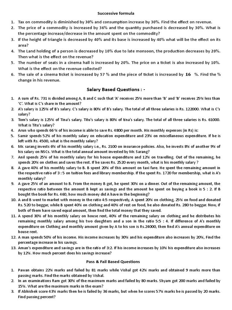 Successive Formula | PDF | Percentage | Economies