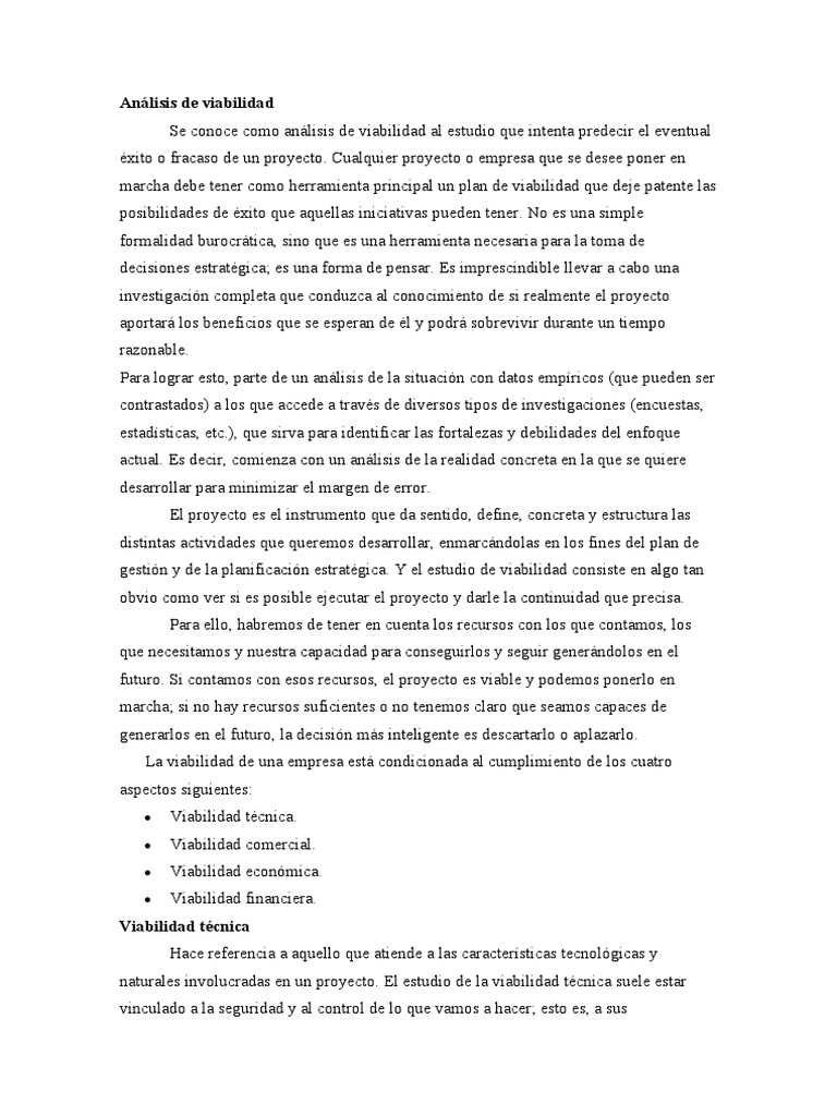 Análisis de Viabilidad | PDF | Derecho