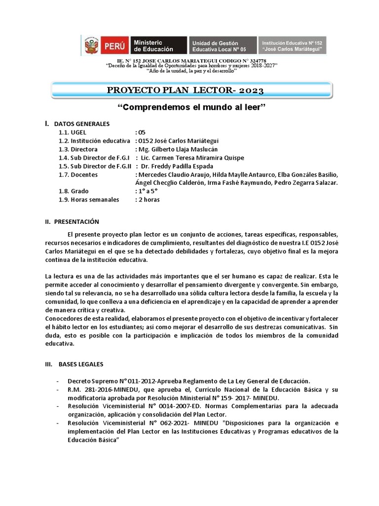 Plan Lector 2o23 JCM | PDF