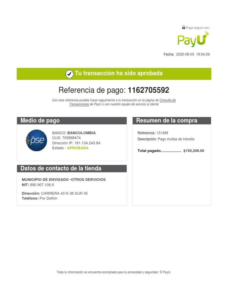 comprobante_de_pago multa ENVIGADO | PDF