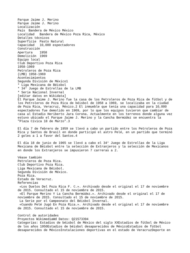 Parque Jaime J. Merino | PDF | Wikipedia | México