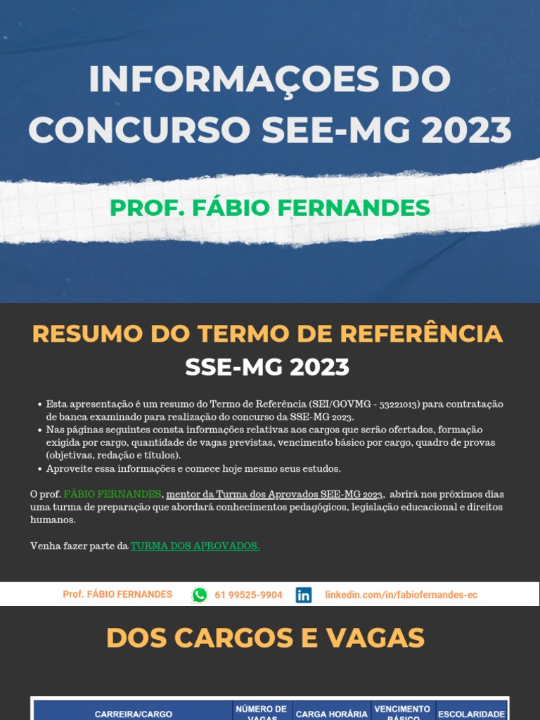 See-Mg 2023 - Informações Importantes | PDF | Pedagogia
