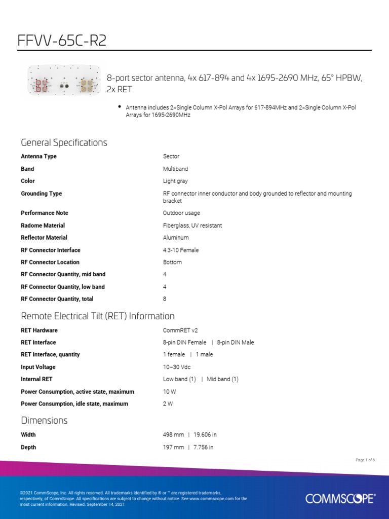 FFVV-65C-R2 Product Specifications (Comprehensive) | PDF | Antenna ...