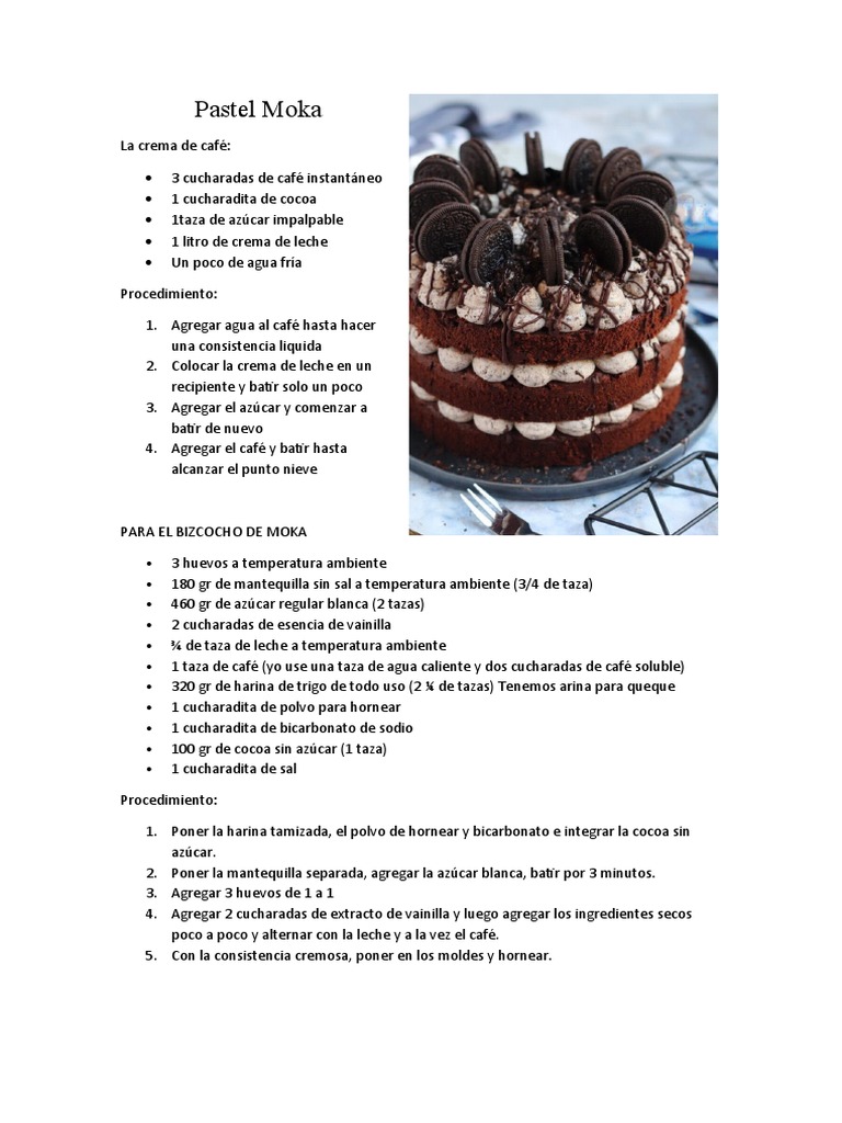Receta de Pastel de Moka Fácil | PDF