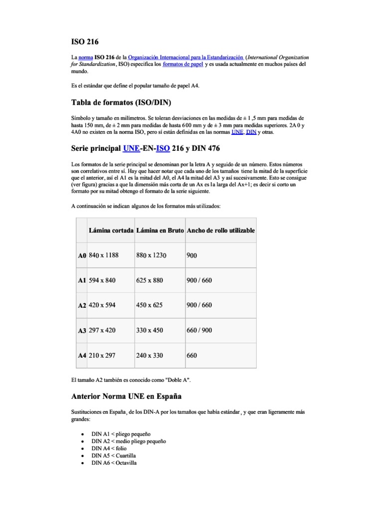 ISO 216 Tamaños Laminas | PDF | Bienes manufacturados | Diseño gráfico