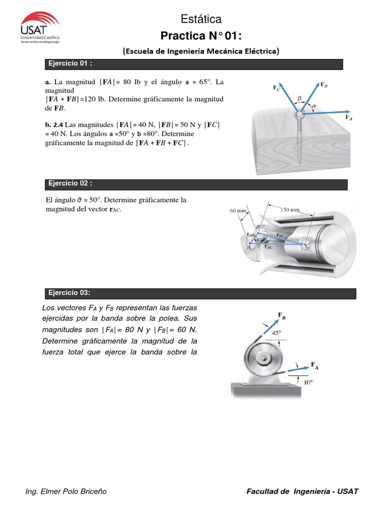 Practica N°01 ESTATICA | PDF | Métodos y materiales de enseñanza