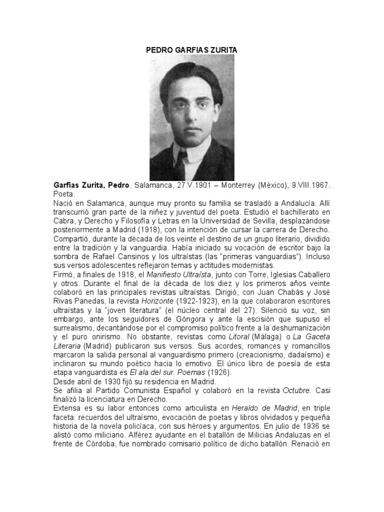 Pedro Garfias Zurita | PDF | Literatura española