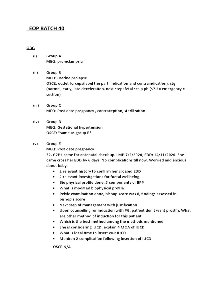 EOP Exam Overview for Batch 40 | PDF | Science & Mathematics