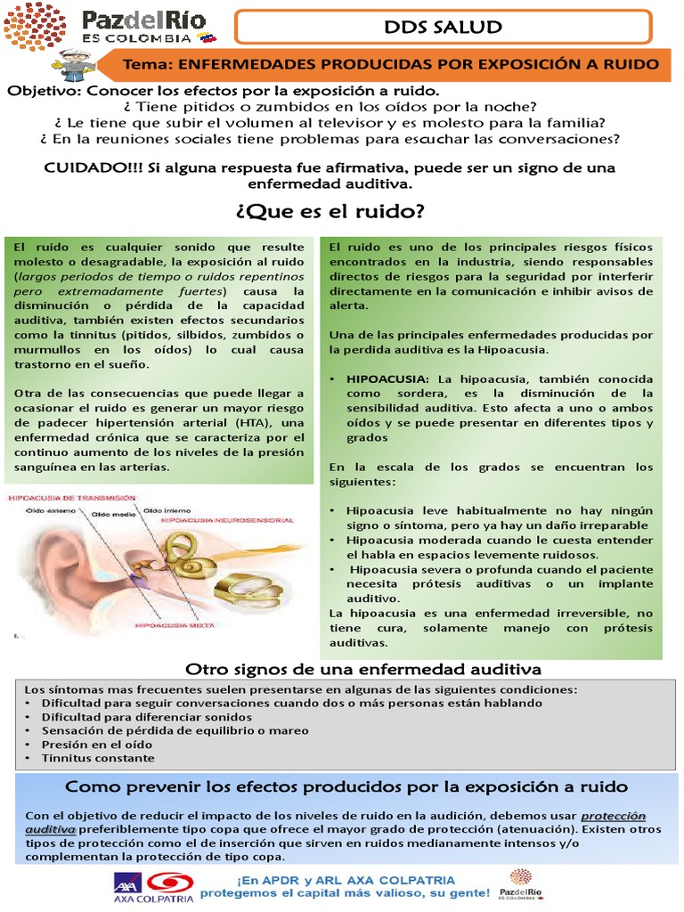 Enfermedades por ruido: hipoacusia y tinnitus | PDF | Tinnitus | Escuchando