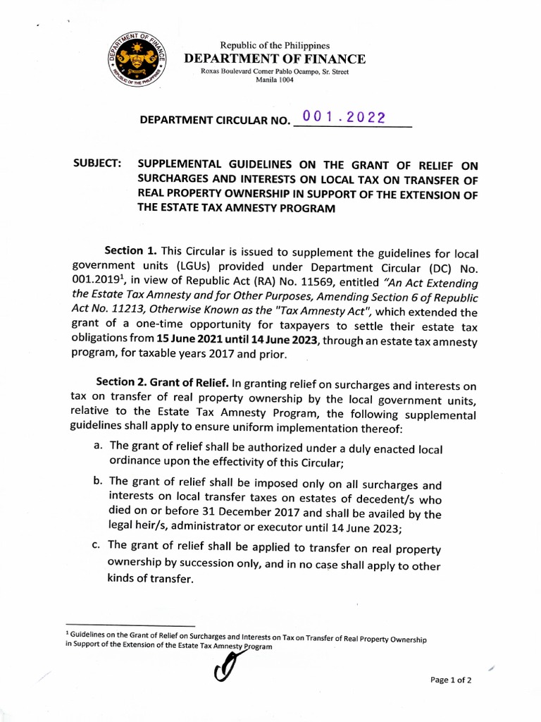 Department Circular No. 001.2022 | PDF