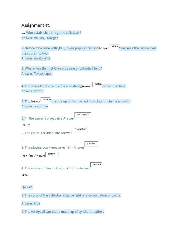 Volleyball Assignment Answers Under 40 Characters | PDF | Anatomical ...