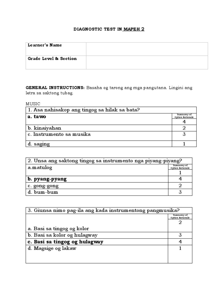 MAPEH 2 3rd Quarter | PDF