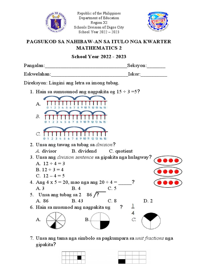 Math 2 OK v2 3rd Quarter Exam in Math - 2 - Printready | PDF