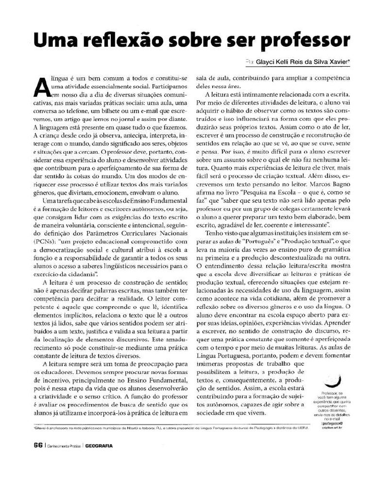 Uma Reflexao Sobre Ser Professor | PDF