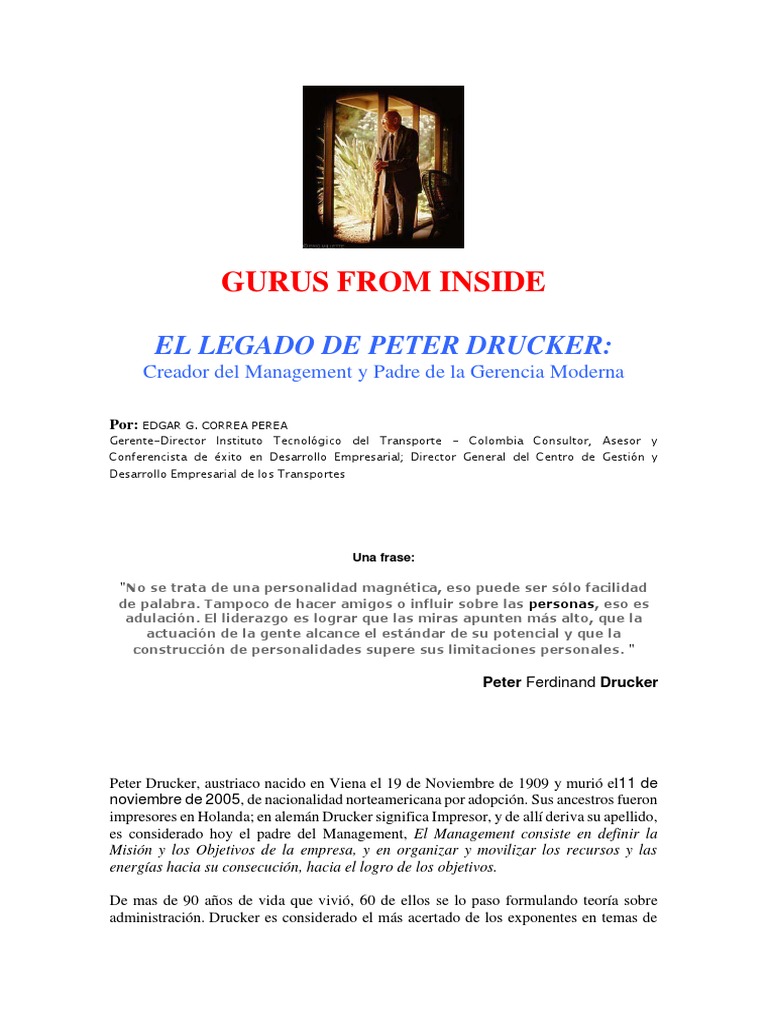 El Legado de Peter Drucker | Descargar gratis PDF | Economias