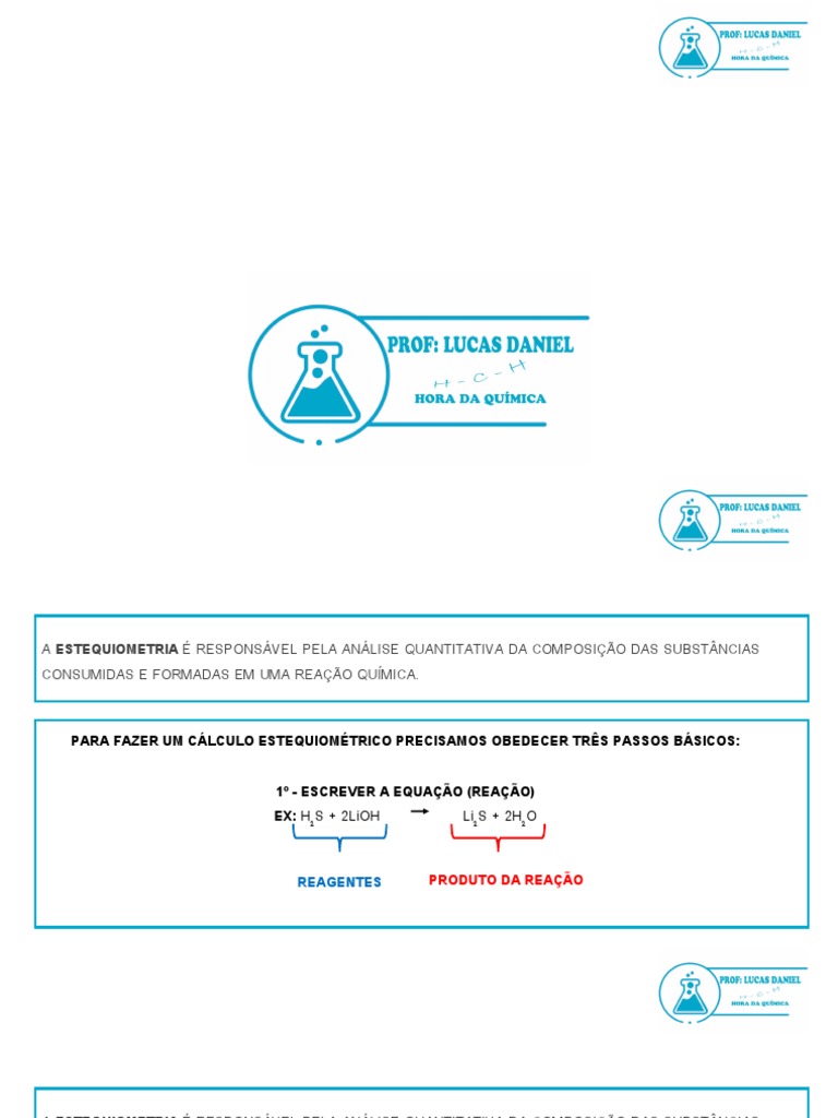 Aula 03 e 04 - Cálculos Estequiométricos | PDF | Teaching Methods & Materials