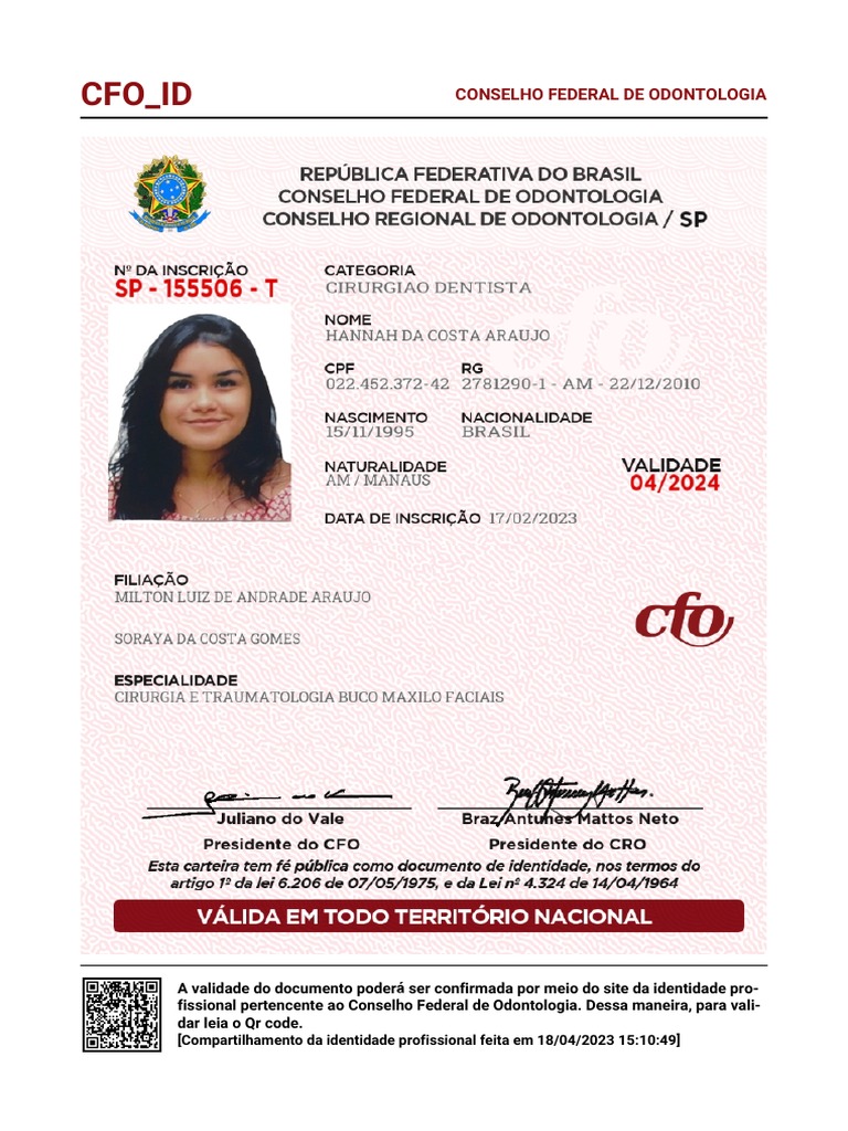 Validação da Identidade Profissional CFO | PDF | Negócios | Direito