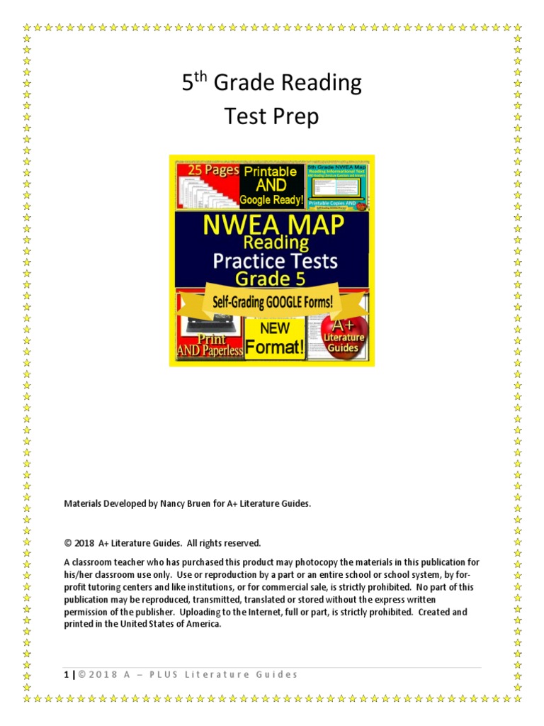 5 Grade Reading Test Prep: ©2018 A - PLUS Literature Guides | PDF