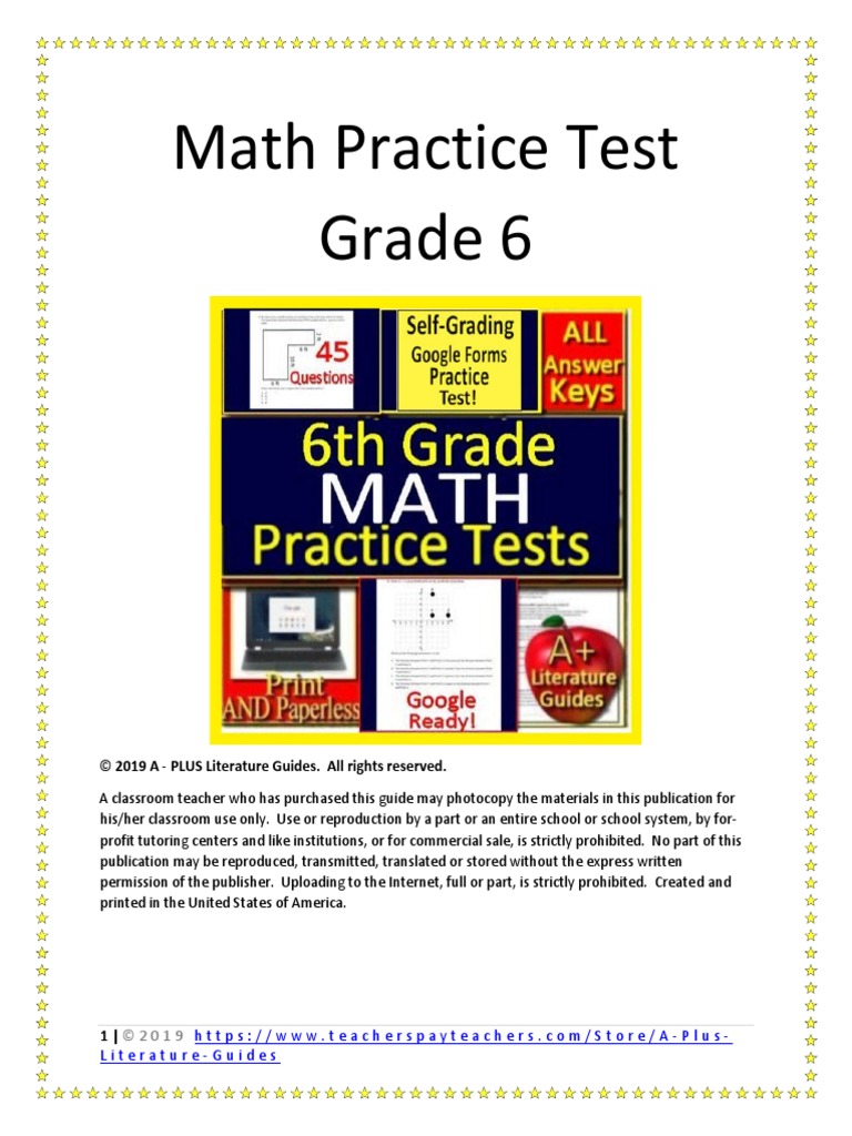 Math Practice Test Grade 6: Literature-Guides | PDF | Teaching Methods ...