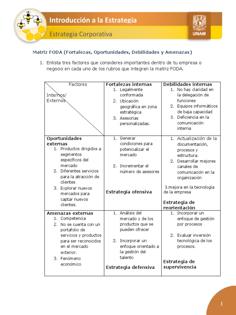 Matriz FODA | PDF | Análisis FODA | Business