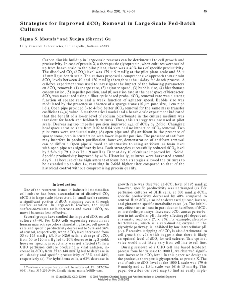 Strategies For Improved dCO2 Removal in Large-Scale Fed-Batch | PDF ...