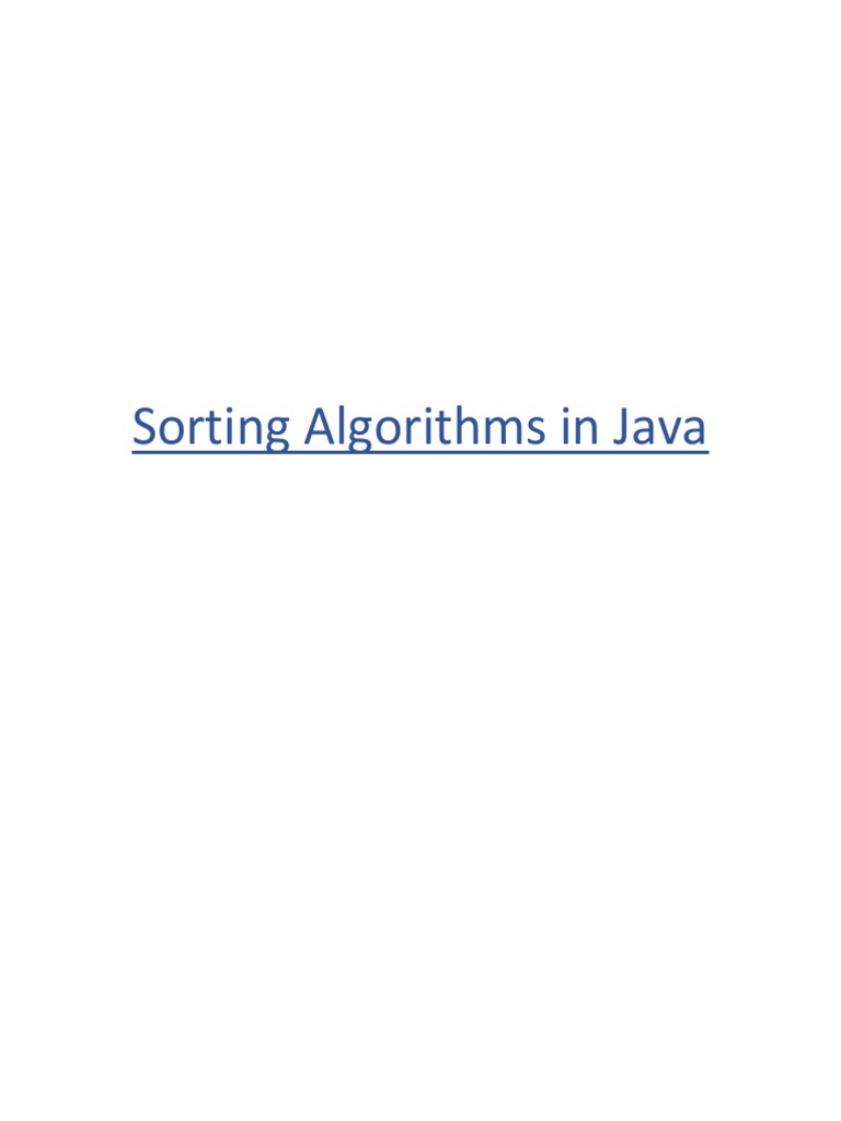 Sorting Algorithms in Java | PDF | Applied Mathematics | Algorithms And ...