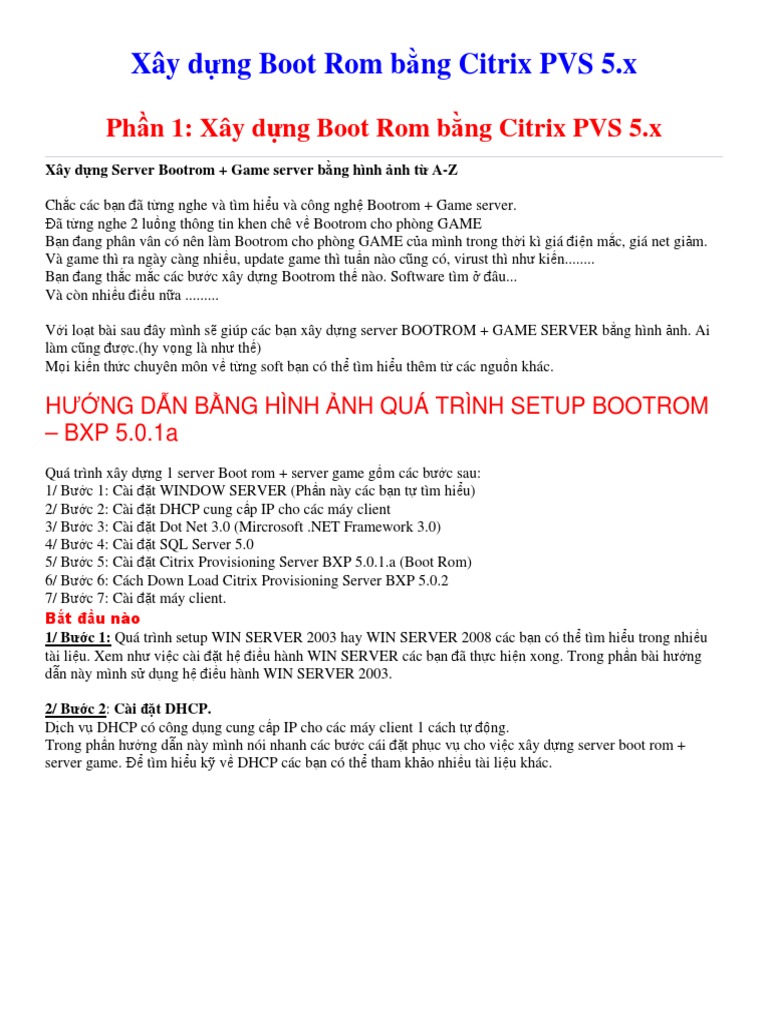 Phần 1: Xây dựng Boot Rom bằng Citrix PVS 5.x | PDF