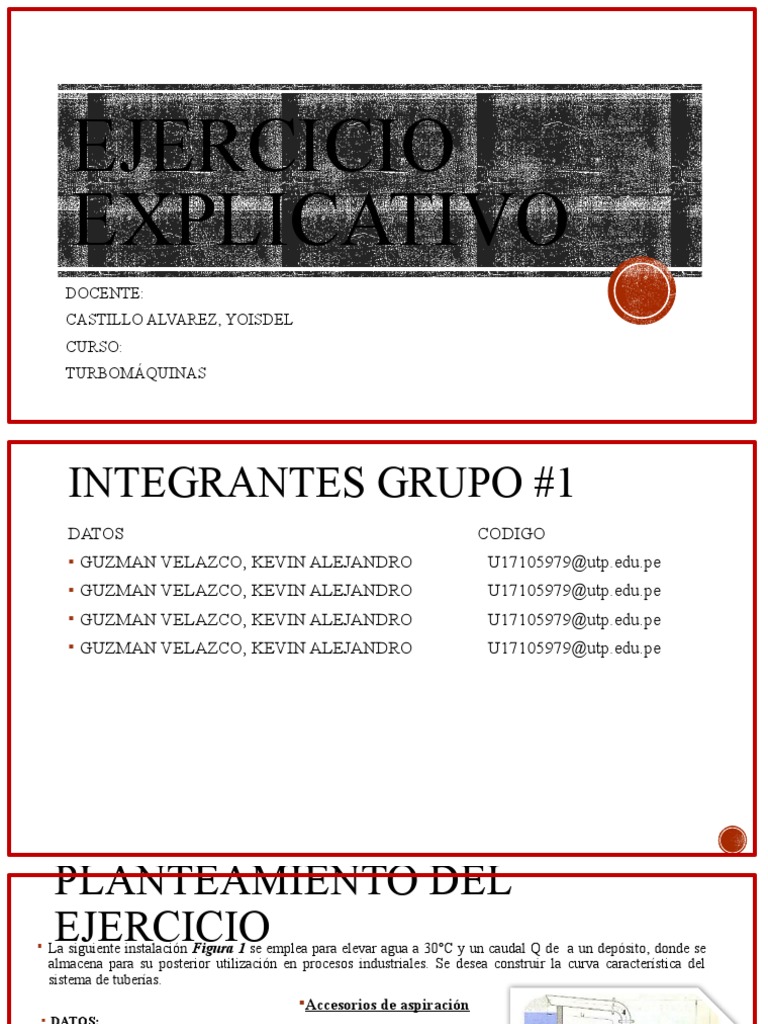 Ejercicio Explicativo: Docente: Castillo Alvarez, Yoisdel Curso: Turbomáquinas | PDF | Ciencias ...