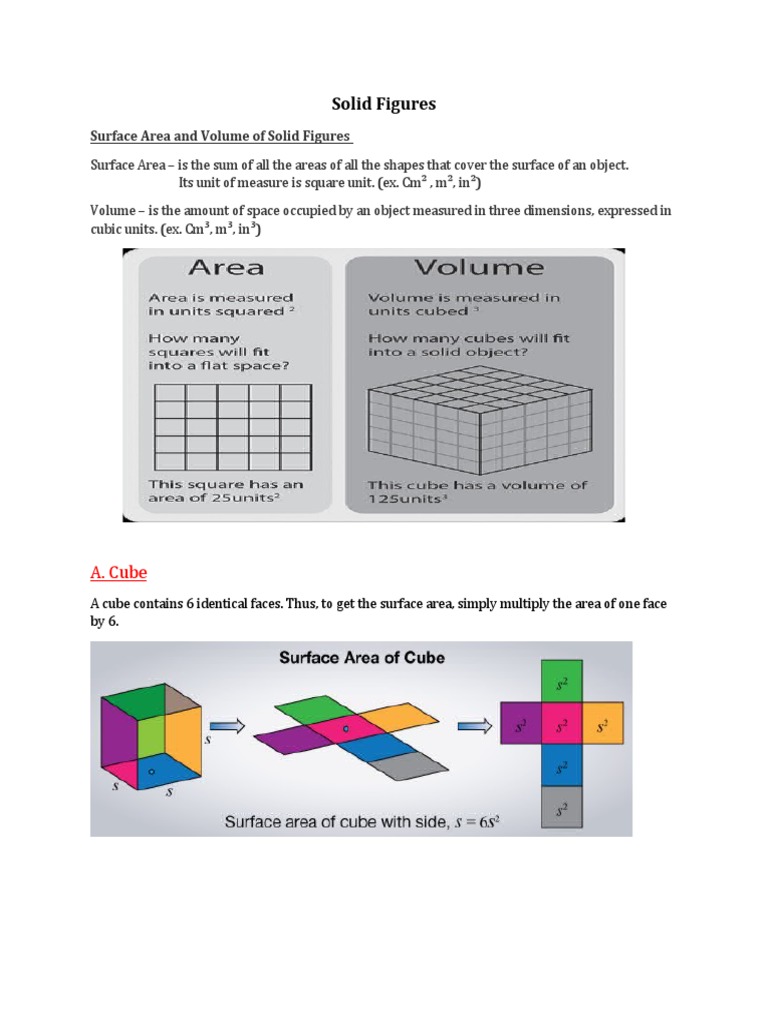 Surface Area And Volume Pdf Area Surface Area