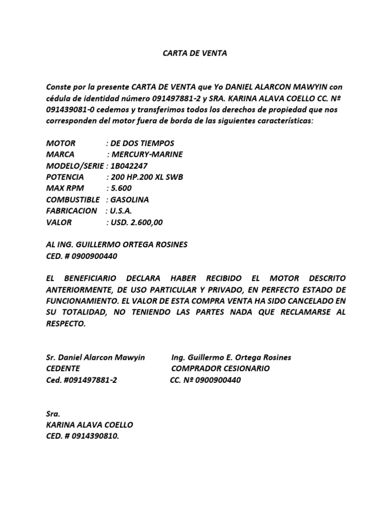 Carta de Venta | PDF