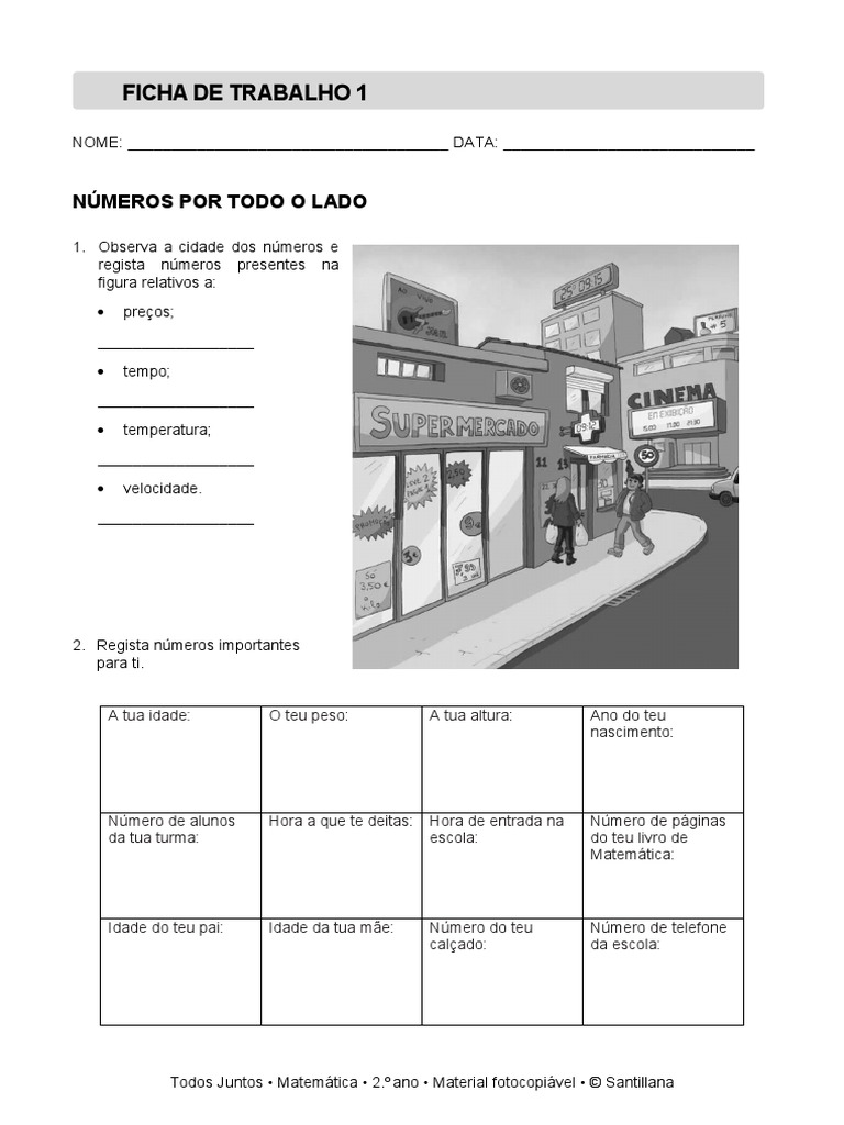 SANTILLANA MAT2 FichaTrabalho 01 | PDF