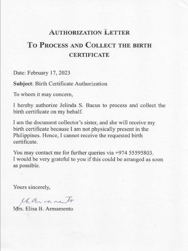 Birth Certificate Authorization | PDF