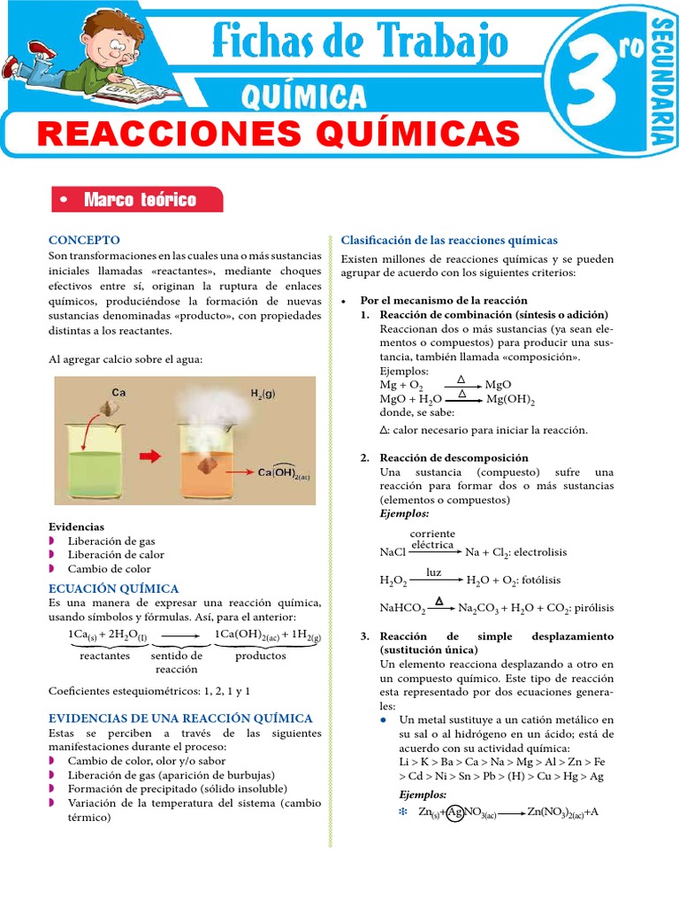 Clasificación y Evidencias de Reacciones Químicas | PDF | Reacciones ...