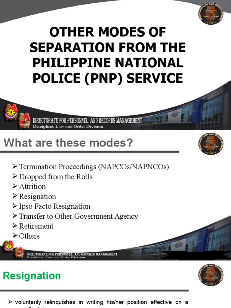 Other Modes of Separation From The Philippine National Police (PNP ...