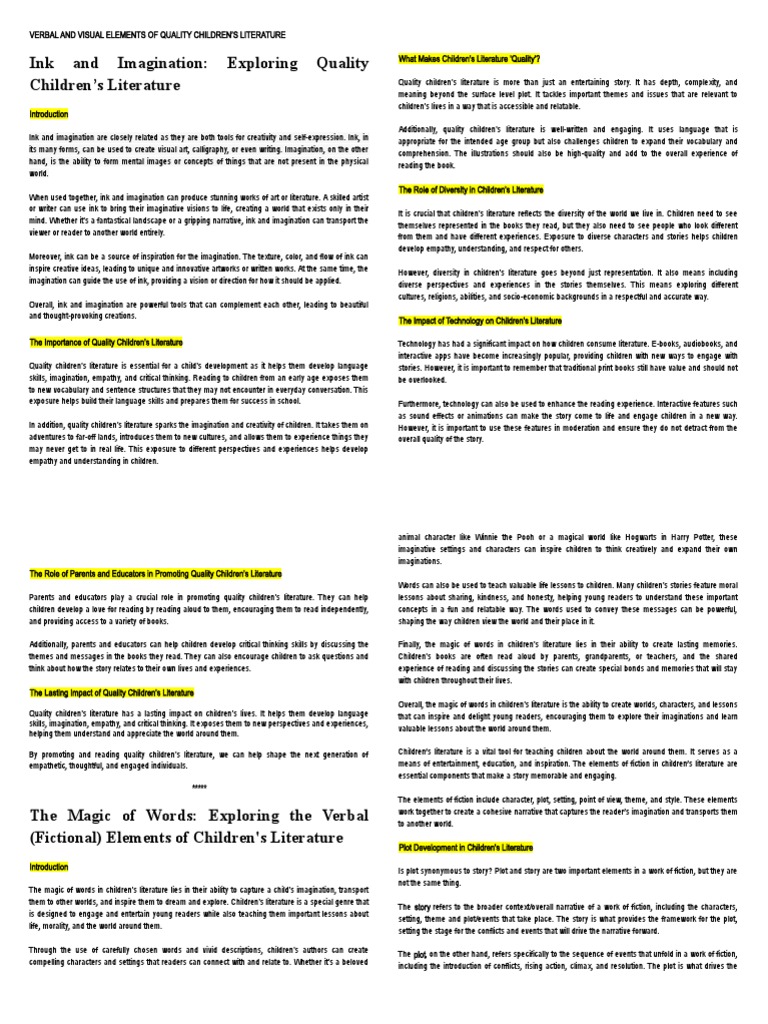 Verbal and Visual Elements of Quality Children | PDF
