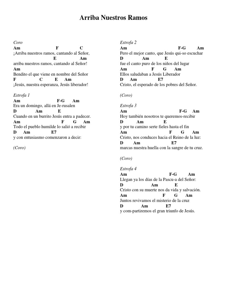 Arriba Nuestros Ramos: Letra y Acordes | PDF | Cristo (título)