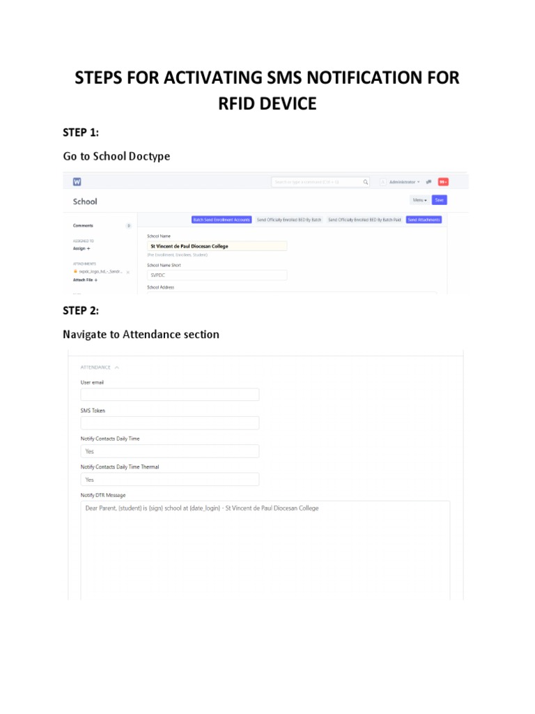 Steps For Activating SMS Notification For Rfid Device | PDF | Social ...