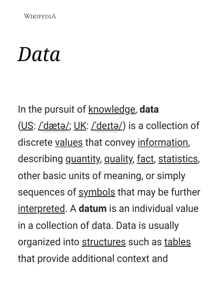 Data - Wikipedia | PDF