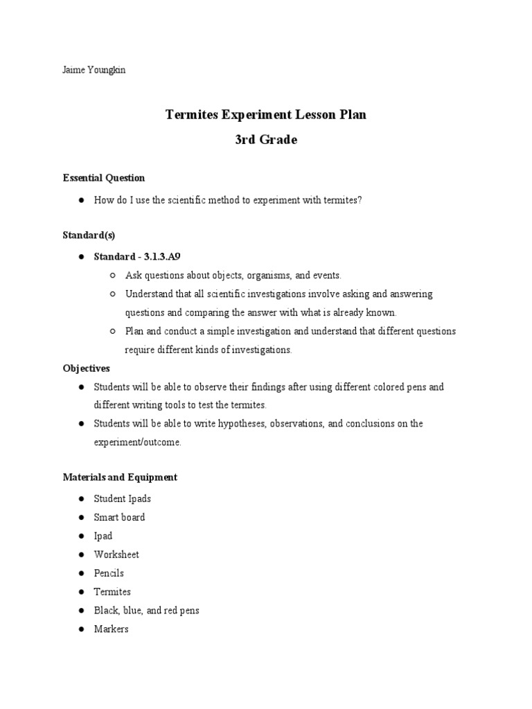 Termites Experiment Lesson 9 15 | PDF | Experiment | Scientific Method