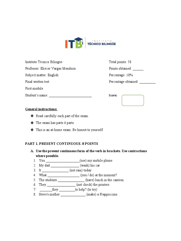 Itb 2 Test 1 Mod | PDF