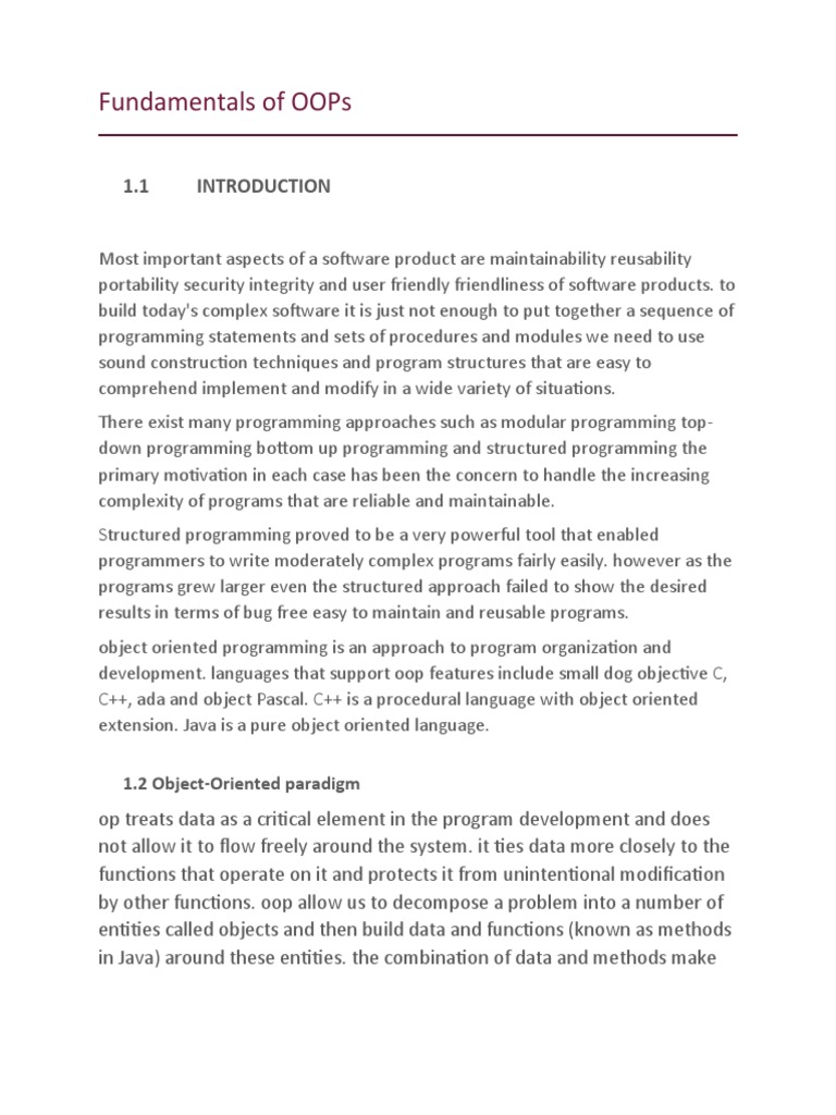 Fundamentals of OOPs | Download Free PDF | Object Oriented Programming | Object (Computer Science)
