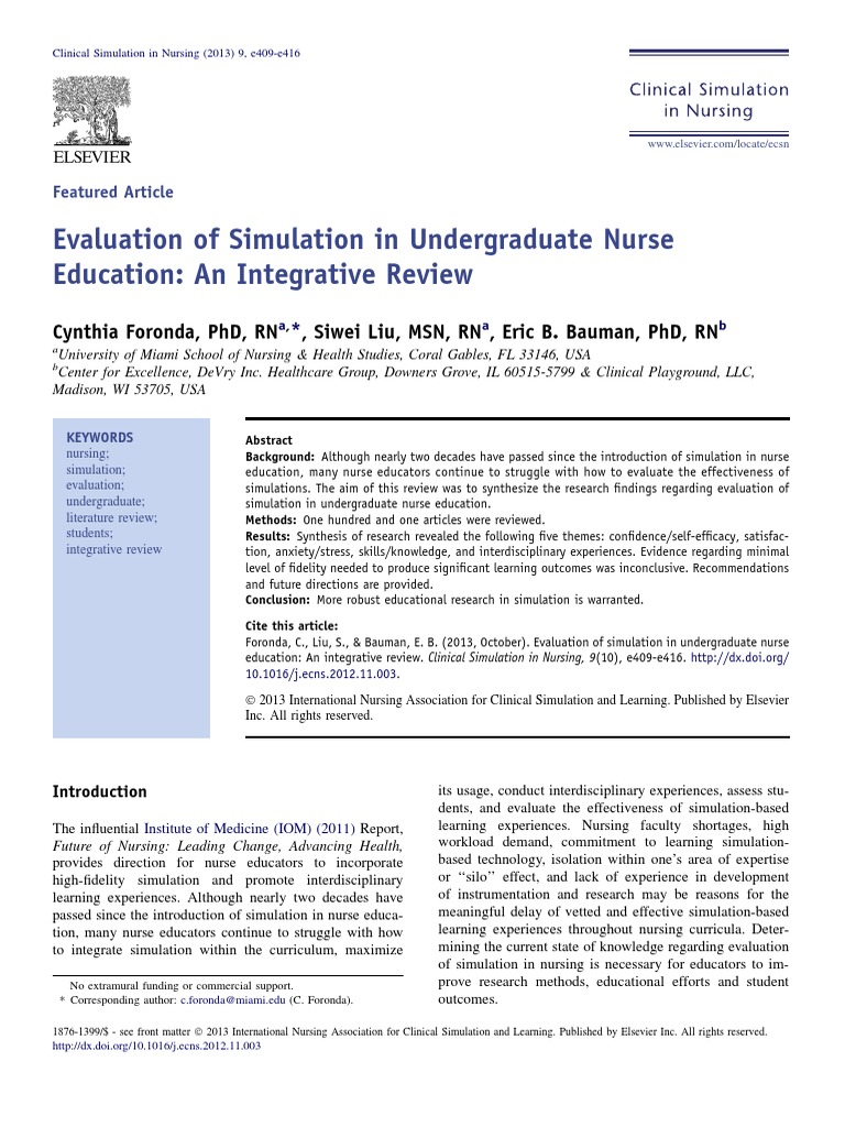 2013 - Evaluation of Simulation in Undergraduate Nurse Education An Integrative Review ...