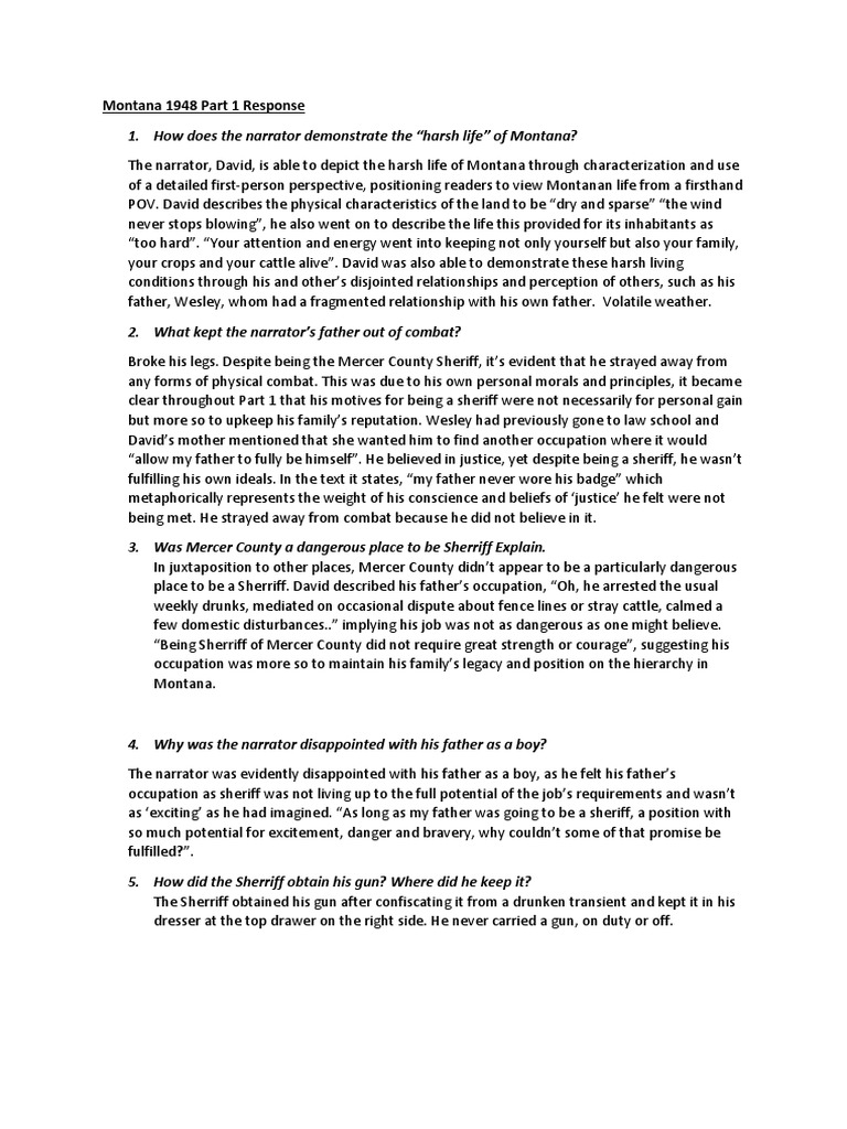 Montana 1948 Questions | PDF | Narration