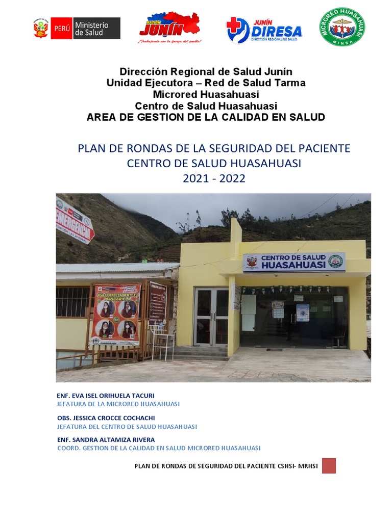 Plan de Rondas de La Seguridad Del Paciente Centro de Salud Huasahuasi 2021 - 2022 | PDF ...