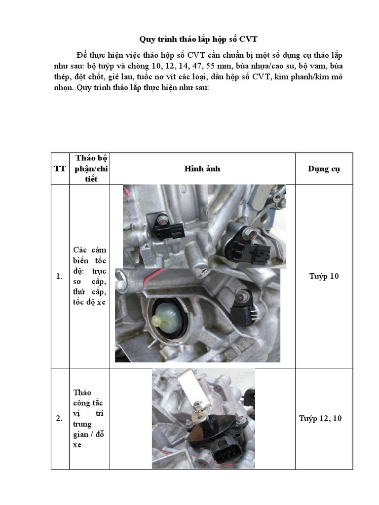 Quy Trinh Thao Lap Hop So CVT Hang Nissan | PDF