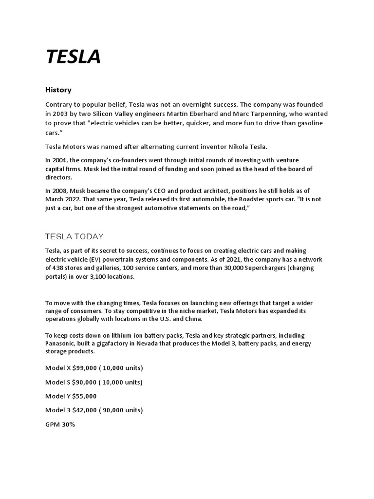 TESLA Market Research | PDF