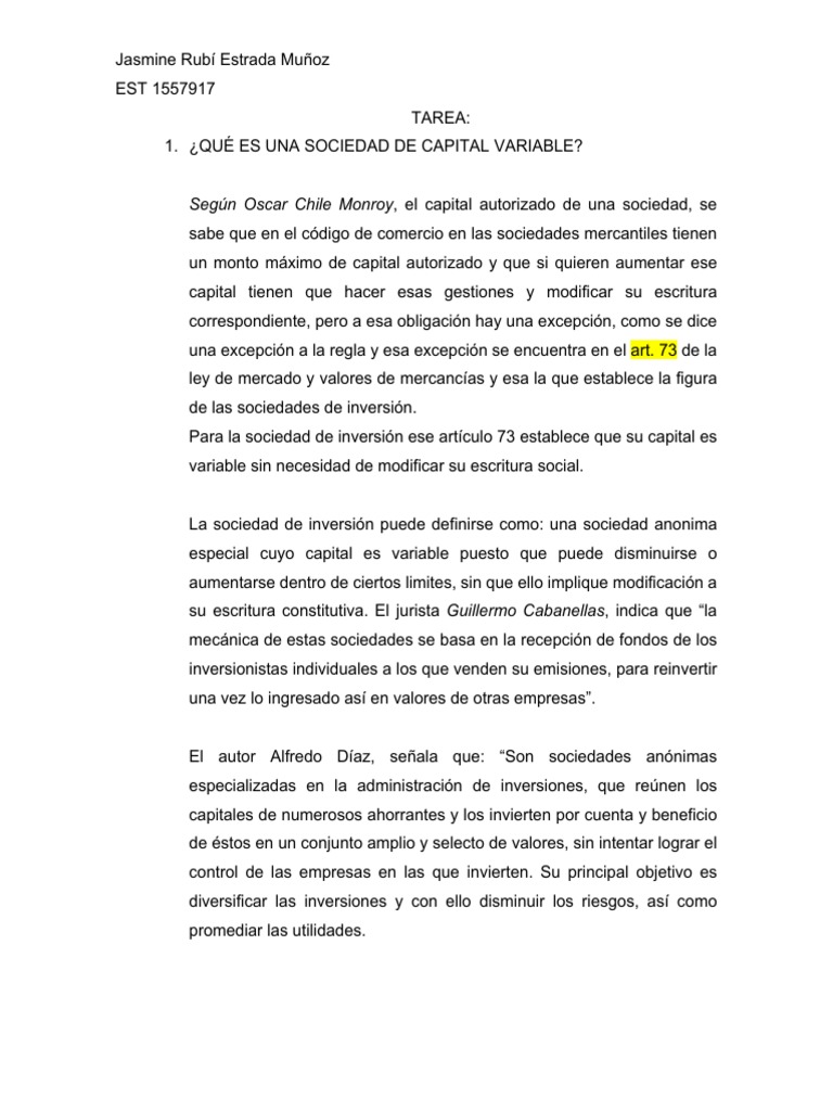 Capital Variable | PDF | Empresa de inversiones | Capital (economía)